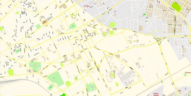 Karachi Map Vector Pakistan EN detailed City Plan scale 1:4254 full ...