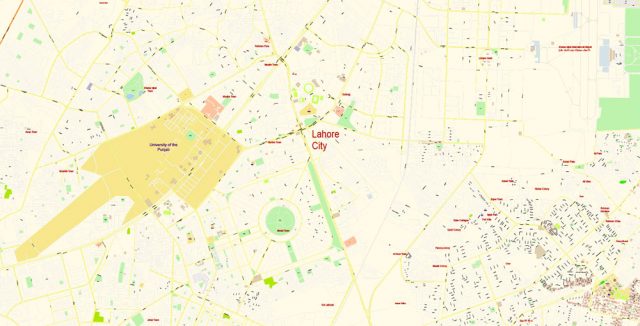 Lahore Vector Map Pakistan EN detailed City Plan editable Adobe ...