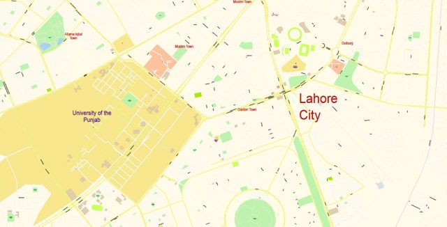 Lahore Vector Map Pakistan EN detailed City Plan editable Adobe ...