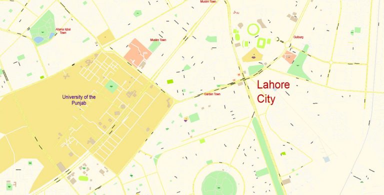 Lahore PDF Map Pakistan EN detailed City Plan editable Adobe PDF Street ...