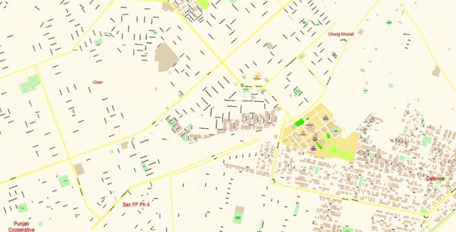 Lahore Vector Map Pakistan EN detailed City Plan editable Adobe ...