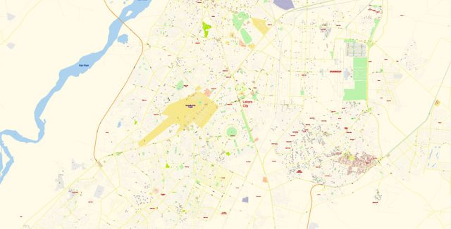 Lahore Vector Map Pakistan EN detailed City Plan editable Adobe ...