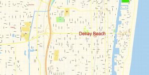 Delray Beach PDF Vector Map Florida US detailed City Plan full editable ...