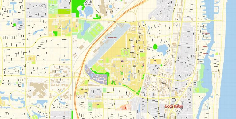 Delray Beach Vector Map Florida US detailed City Plan full editable ...