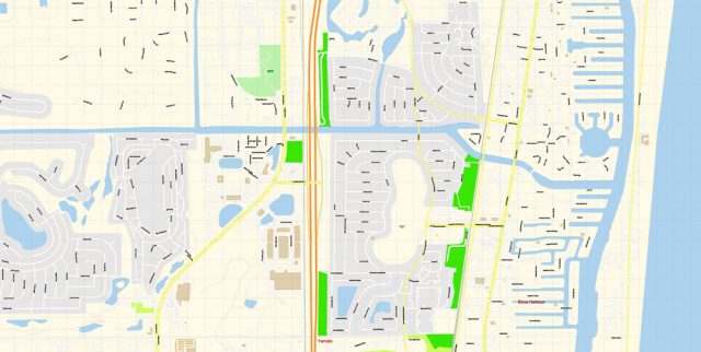 Delray Beach PDF Vector Map Florida US detailed City Plan full editable ...