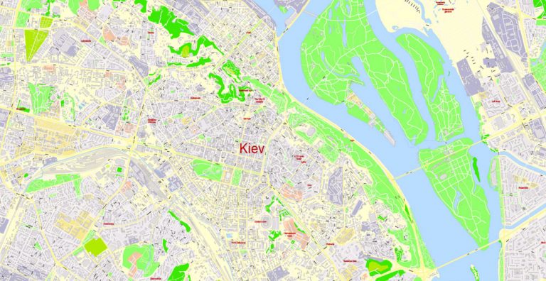 Kiev Vector Map Ukraine EN detailed City Plan editable Adobe ...