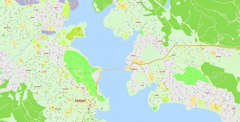 Tasmania PDF Map Vector Full Extra Detailed exact Islands Plan scale 1: ...