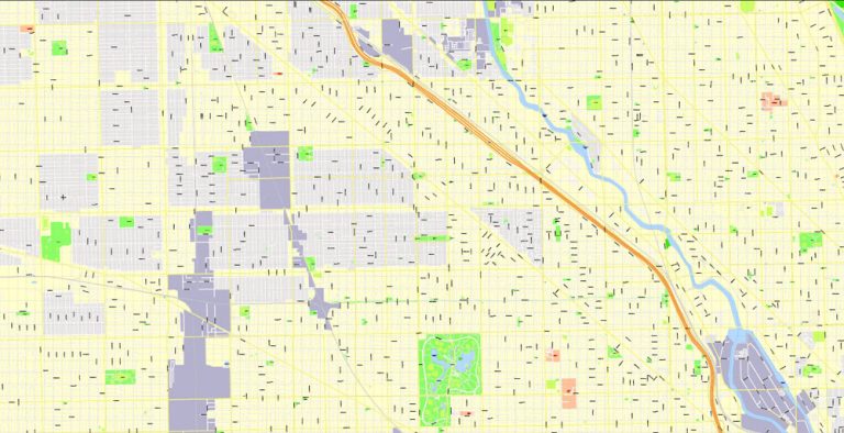 Chicago Illinois US City Map Vector CDR exact Street Map editable ...