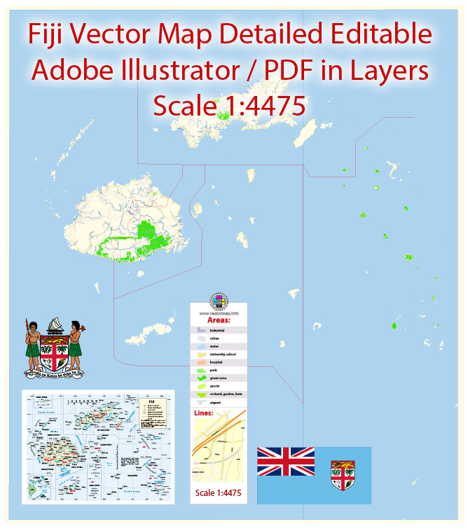 Fiji vector maps in Adobe Illustrator, PDF