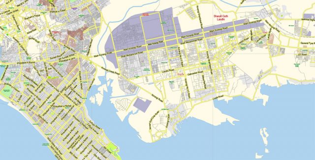 Karachi Map Vector Pakistan EN low detailed City Plan editable Adobe ...