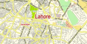 Lahore PDF Map Pakistan EN Low detailed City Plan editable Adobe PDF ...