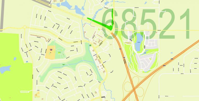 Lancaster County Map Vector Nebraska US detailed County Plan + Lincoln ...