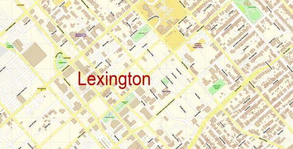 Lexington Vector Map Kentucky US detailed City Plan editable Adobe ...