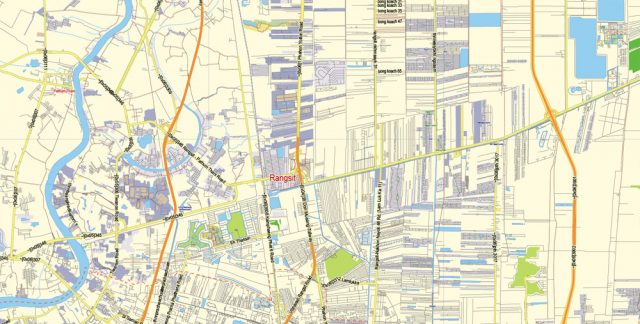 Bangkok PDF Map Thailand ENG low detailed City Plan for small print ...