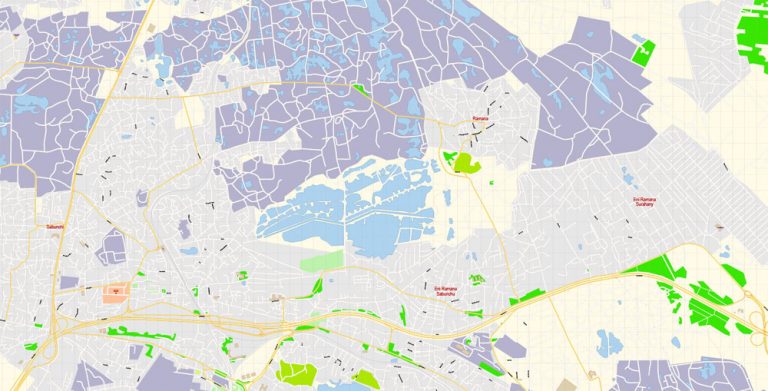Baku Azerbaijan Map Vector EN detailed City Plan editable Adobe ...