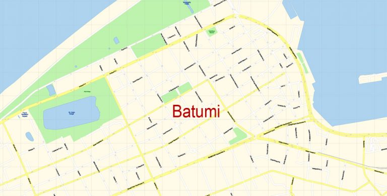 Batumi Vector Map Georgia EN detailed City Plan editable *.ai Street ...