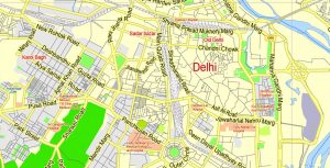 Delhi PDF Map India ENG City Plan for small print size editable Adobe ...