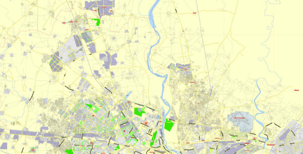 Delhi PDF Map India ENG City Plan for small print size editable Adobe ...