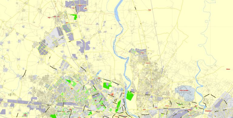 Delhi PDF Map India ENG City Plan for small print size editable Adobe ...