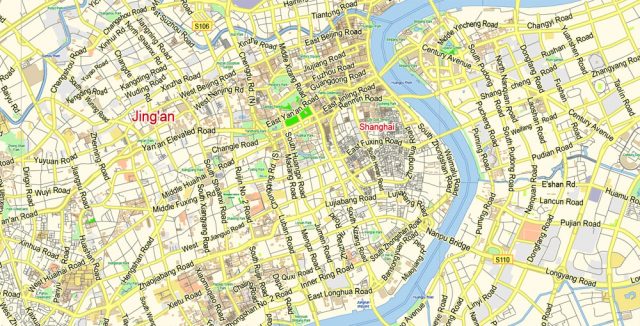 Shanghai PDF Map China ENG Low detailed City Plan editable Adobe PDF ...