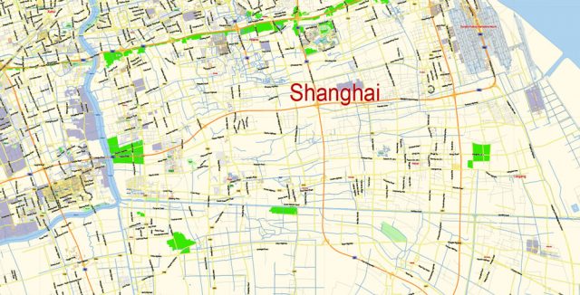 Shanghai Vector Map China ENG Low detailed City Plan editable Adobe ...