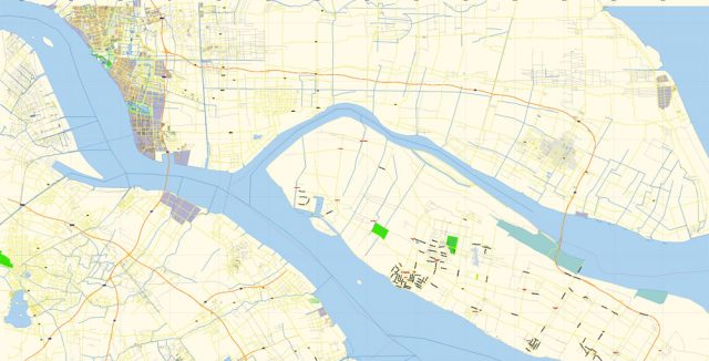 Shanghai PDF Map China ENG Low detailed City Plan editable layers