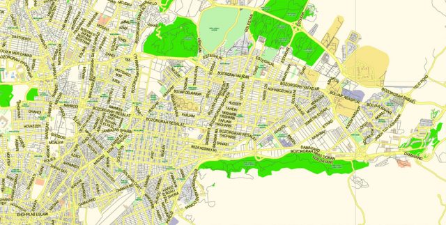 Tehran Iran Vector Map EN Low detailed City Plan editable Adobe ...