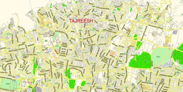 Tehran Iran Vector Map EN Low detailed City Plan editable Adobe ...