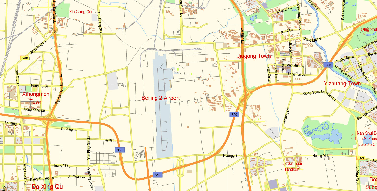 Beijing PDF Map China Chinese Low detailed City Plan editable Adobe PDF ...