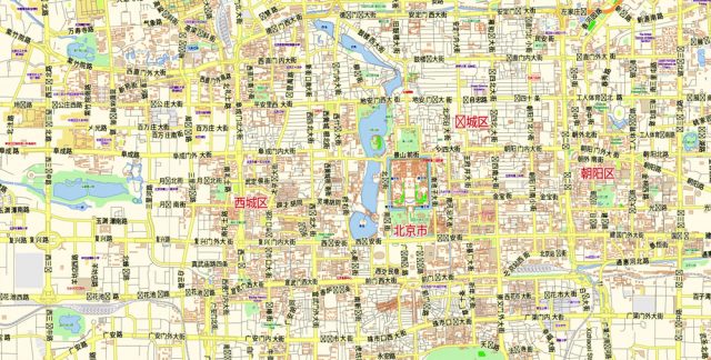 Beijing PDF Map China Chinese Low detailed City Plan editable Adobe PDF ...