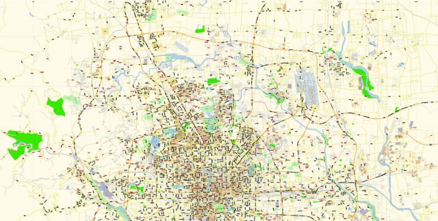 Beijing PDF Map China Chinese Low detailed City Plan editable Adobe PDF ...