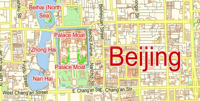 Beijing PDF Map China ENG Low detailed City Plan editable Adobe PDF ...