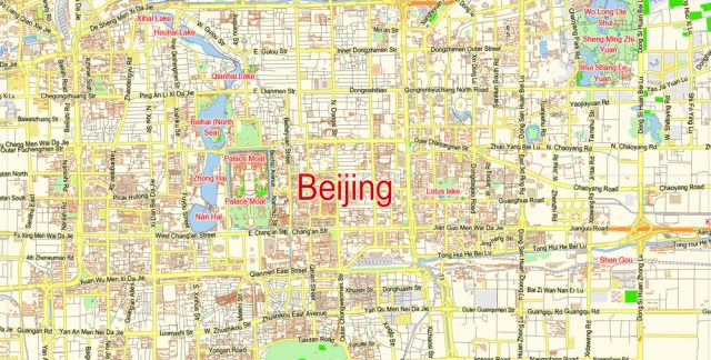 Beijing PDF Map China ENG Low detailed City Plan editable Adobe PDF ...
