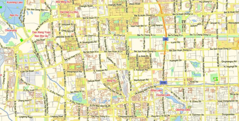Beijing PDF Map China ENG Low detailed City Plan editable Adobe PDF ...