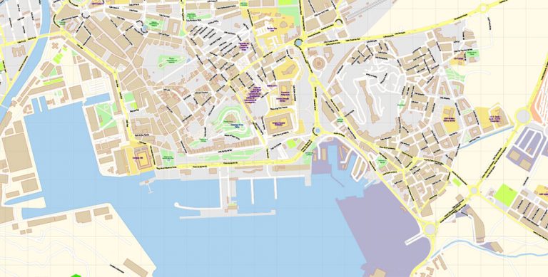Cartagena PDF Map Vector Spain extra detailed City Plan editable Adobe ...