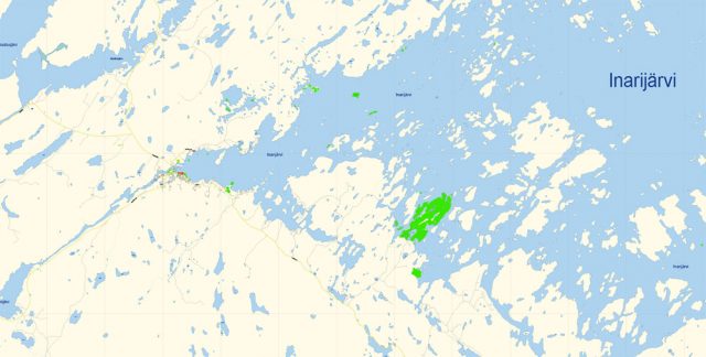 Inari + Ivalo + Saariselka Map Vector Finland Low detailed City Plan ...