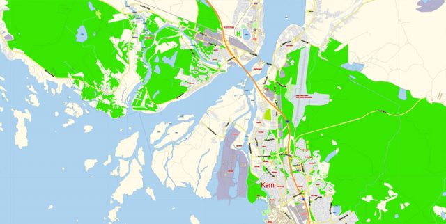 Kemi + Tornio Map Vector Finland Low detailed City Plan editable ...