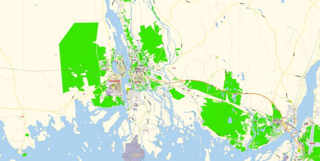 Kemi + Tornio Map Vector Finland Low detailed City Plan editable ...