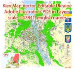 Kiev, Ukraine, printable vector street City Plan map, full editable ...