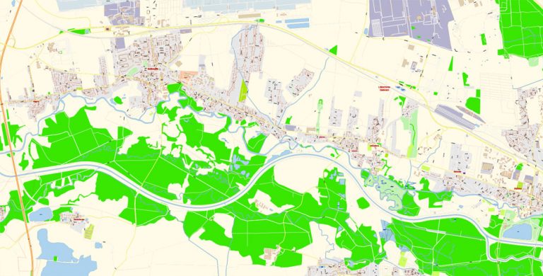 Leipzig Map Vector Germany exact extra detailed City Plan editable ...