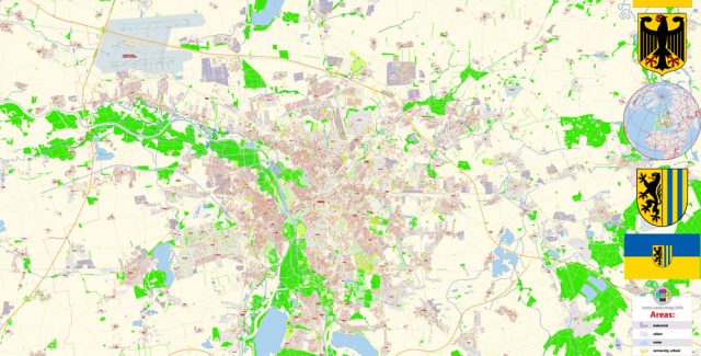 Leipzig Map Vector Germany exact extra detailed City Plan editable ...