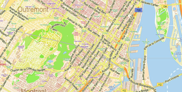 Montreal City Canada PDF Vector Map exact editable City Plan 2000 ...