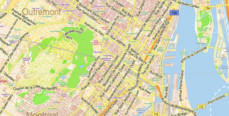 Montreal City Canada Vector Map exact editable City Plan 2000 meters ...