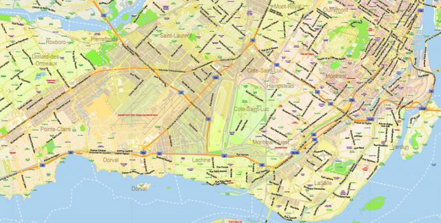Montreal City Canada PDF Vector Map exact editable City Plan 2000 ...