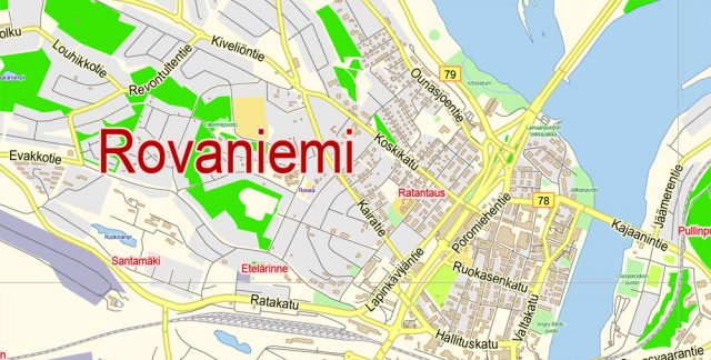 Rovaniemi PDF Map Vector Finland Low detailed City Plan editable ...
