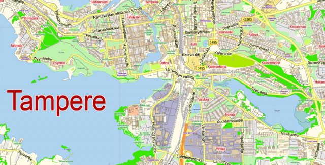 Tampere Map Vector Finland Low detailed City Plan editable Layered ...