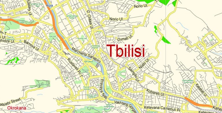 Tbilisi PDF Map Georgia EN Low detailed City Plan editable Adobe PDF Street Map in layers – Maps ...