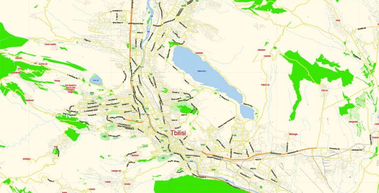 Tbilisi PDF Map Georgia EN Low detailed City Plan editable Adobe PDF Street Map in layers – Maps ...