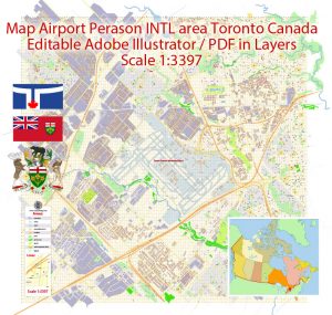 Toronto Pearson International Airport Area Map Vector Canada Extra ...