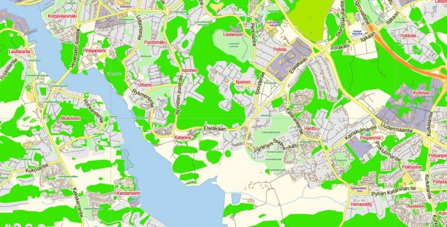 Turku PDF Map Vector Finland Low detailed City Plan editable Layered ...